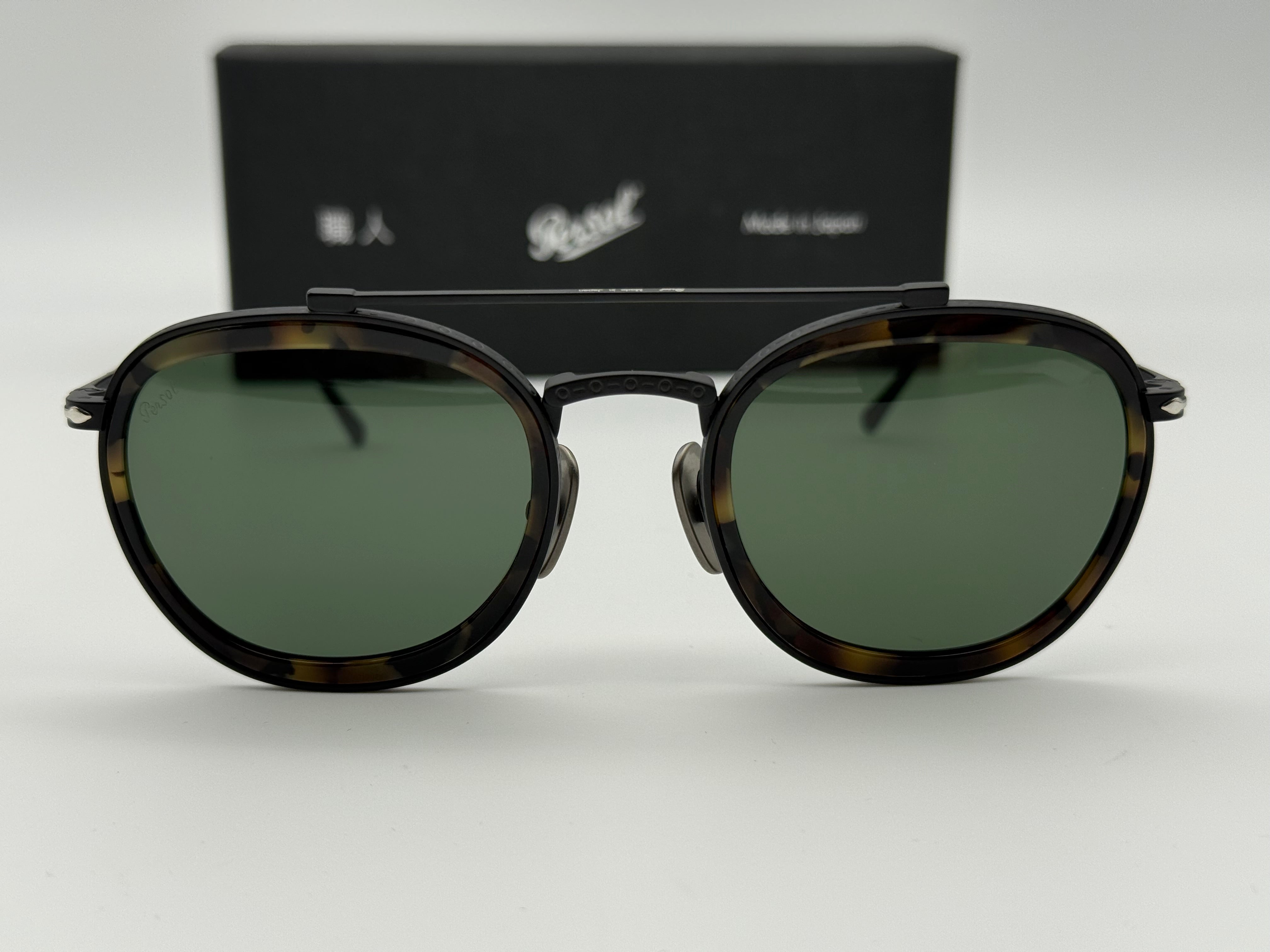 Persol PO 5008 ST 49mm Titanium Black / Dark Tortoise / Green Glass Le ...